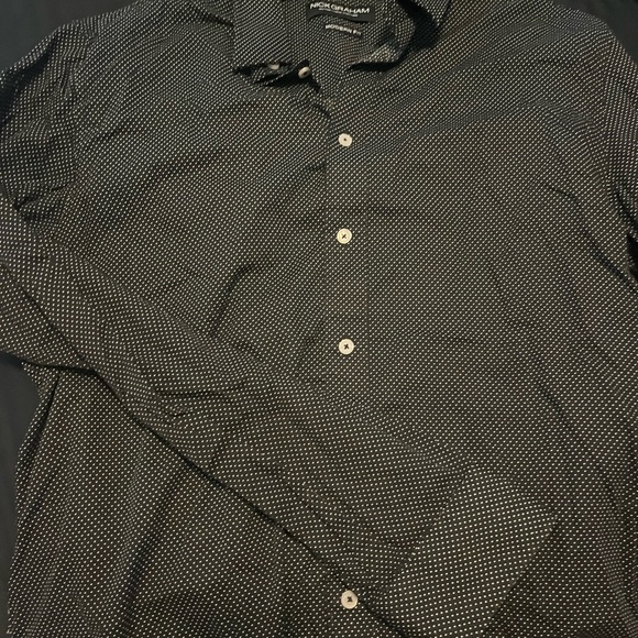 Nick Graham | Shirts | Nick Graham Black And White Polka Dot Dress ...